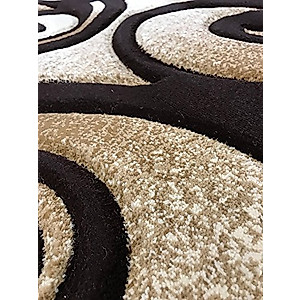 Contempo Modern Round 400,000 Point Area Rug Contemporary Abstract Brown Design 341 (4 Feet X 4 Feet)