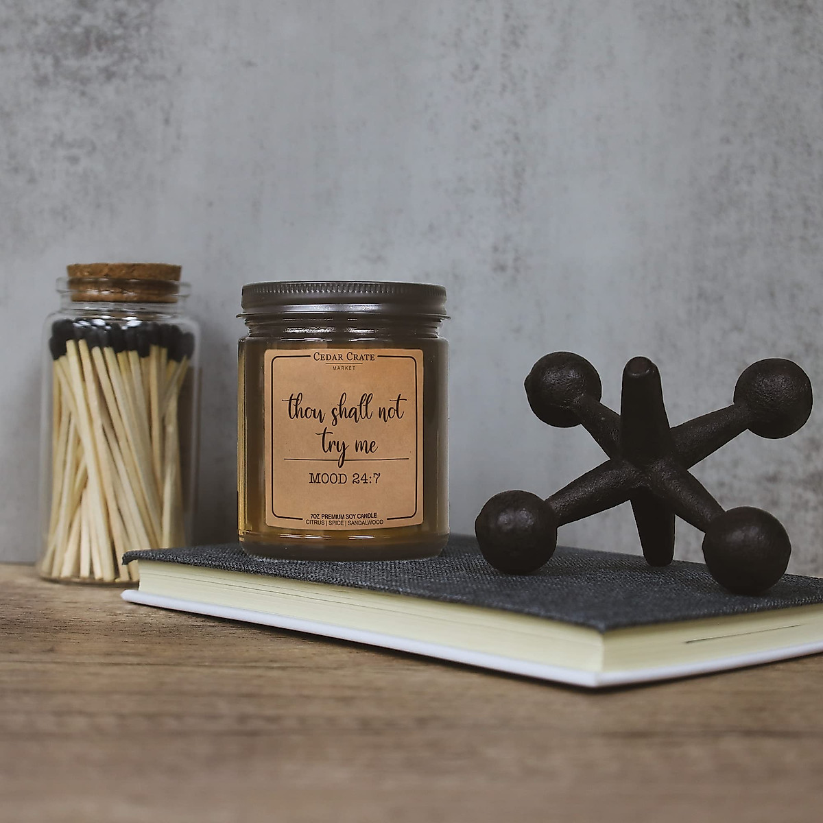 Best Friend Gift - Thou Shall Not Try Me Mood 24:7 - Candle, Mom Gift, Friendship Gifts for Women, Birthday Gifts, Funny Gifts, Long Distance, BFF, Funny Candle, Scented Soy 7 oz Candle, Mother's Day