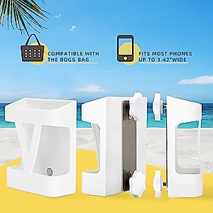 Tiga Phone Holder Charm Accessory for Bogg Bag - Can be Used to Store Most Sizes of Phones - Easy Access to Phones - Plastic Case (White)