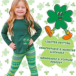 Unique Baby Girls Lucky Clover Embroidery 2 Piece St Patricks Day Outfit (4t)