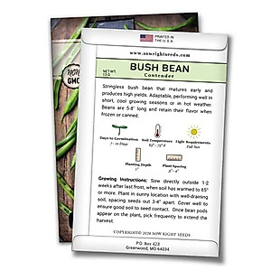 Sow Right Seeds - Bean Mix Seed Collection for Planting - Individual Packets Kentucky Wonder, Henderson Lima and Contender Bush Beans, Non-GMO Heirloom Seeds to Plant an Outdoor Home Vegetable Garden