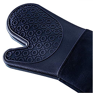 Hooshion 1 Pair Silicone Heat Resistant Gloves ,Thicken Non-Slip Oven Mitts Cooking Gloves Grilling Gloves Multipurpose Oven Mitts (Orange)