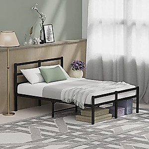 Musen Full Bed Frame with Headboard and Footboard, 14 Inch Platform with Storage, Heavy Duty Steel Metal Bed Frame No Box Spring Needed, Noise Free, Anti-Slip, Easy Assembly (Max Load: 1200lb)