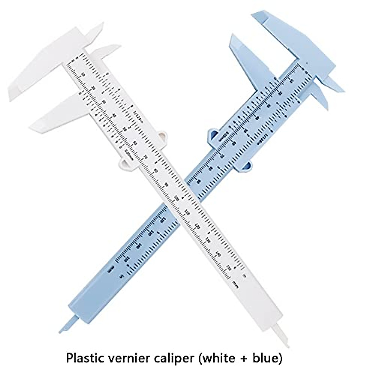 6Inch 150mm Mini Caliper Double Scale Plastic Vernier Caliper, Caliper Measuring Tool, for Carpentry, Student, Jewelry Measuring, etc. (White and Blue)