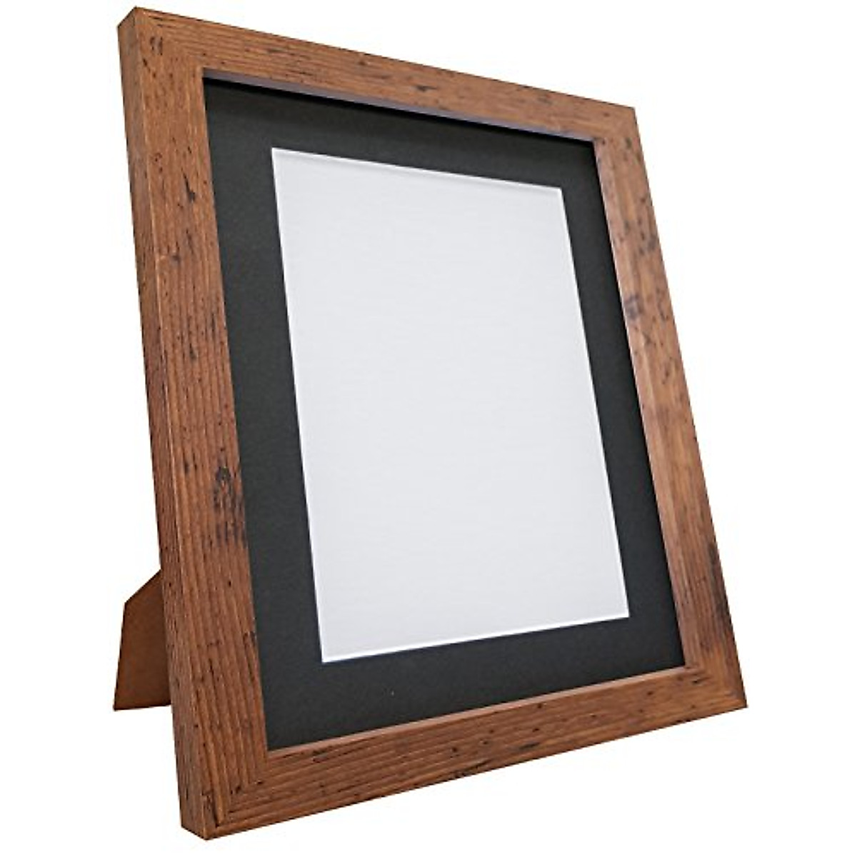 FRAMES BY POST Q7 Picture Photo and Poster Frame, Vintage Wood with Black Mount, 50 x 40 cm Image Size A3, Plastic Glass