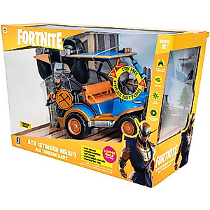 FORTNITE Stinger Wrap ATK Deluxe Feature Vehicle - 10 Inch All Terrain Vehicle (Stinger Wrapped) with Remote Control, Includes 4 Inch Copper Wasp Action Figure and 1 Power Punch Harvesting Tool