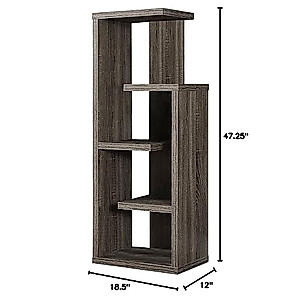 Monarch Specialties , Bookcase, Dark Taupe Reclaimed-Look, 48"H