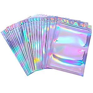 100 Pieces Storage Bags Holographic Packaging Bags Storage Bag for Food Storage (Holographic Color, 3 x 4 Inches)