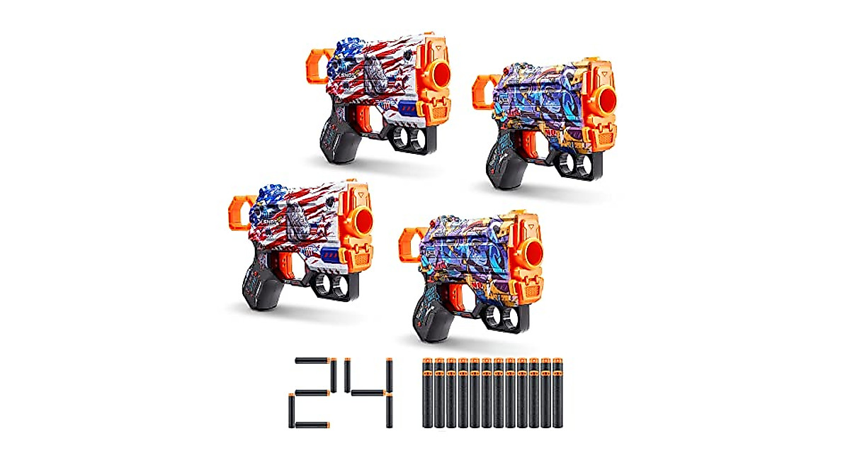XShot Skins Menace Blaster - 4 Pack & 24 Darts