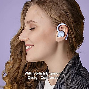 comiso Wireless Earbuds Bluetooth Headphones, True Wireless in Ear Bluetooth 5.1 Earbuds with Microphone, Deep Bass, IPX7 Waterproof Loud Voice Earphones for Sport Outdoor Running Gym Workout(Purple)