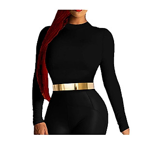 Fashion 21 Women's Shiny Polished Adjustable Metal Mirror Waist Belt Gold, Rose Gold, Silver Tone (1.6", Gold)