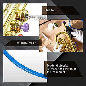 7 Pieces Trombone Care Cleaning Kit Maintenance Kit Flexible Brush Slide Grease Mouthpiece Brush Valve Cleaning Cloth Casing Brush Cleaning Rod White Gloves for Instruments