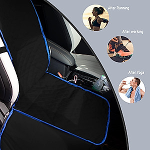 GURETER Dog Car Seat Cover for Front Seat, Dog Car Seat Cover Convertible Dog Booster Seat, Tear Resistant Pet Frontseat Cover for Car, SUV and Truck, Black with Blue Edge, Handbag Packed FCWLAGU7