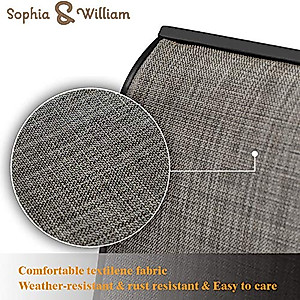 Sophia & William Patio Dining Set 7 Pieces Metal Furniture Set Outdoor, 6 x Patio Dining Swivel Chairs Textilene with 1x 6 Person Wood Like Umbrella Table for Lawn Garden