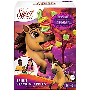 Mattel Games Spirit STACKIN’ Apples Kids Game, Treat-Stacking Challenge with Hungry Horse for 2 3 or 4 Players 5 Years Old & Up