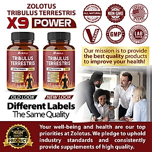 Zolotus Tribulus Terrestris, 8650mg Per Capsule, High Potency with Ashwagndha, Panax Ginseng, Saw Palmetto, Maca, Shilajit. Boost Energy, Mood, Stamina & Performance, for Men & Women, 3 Months Supply.