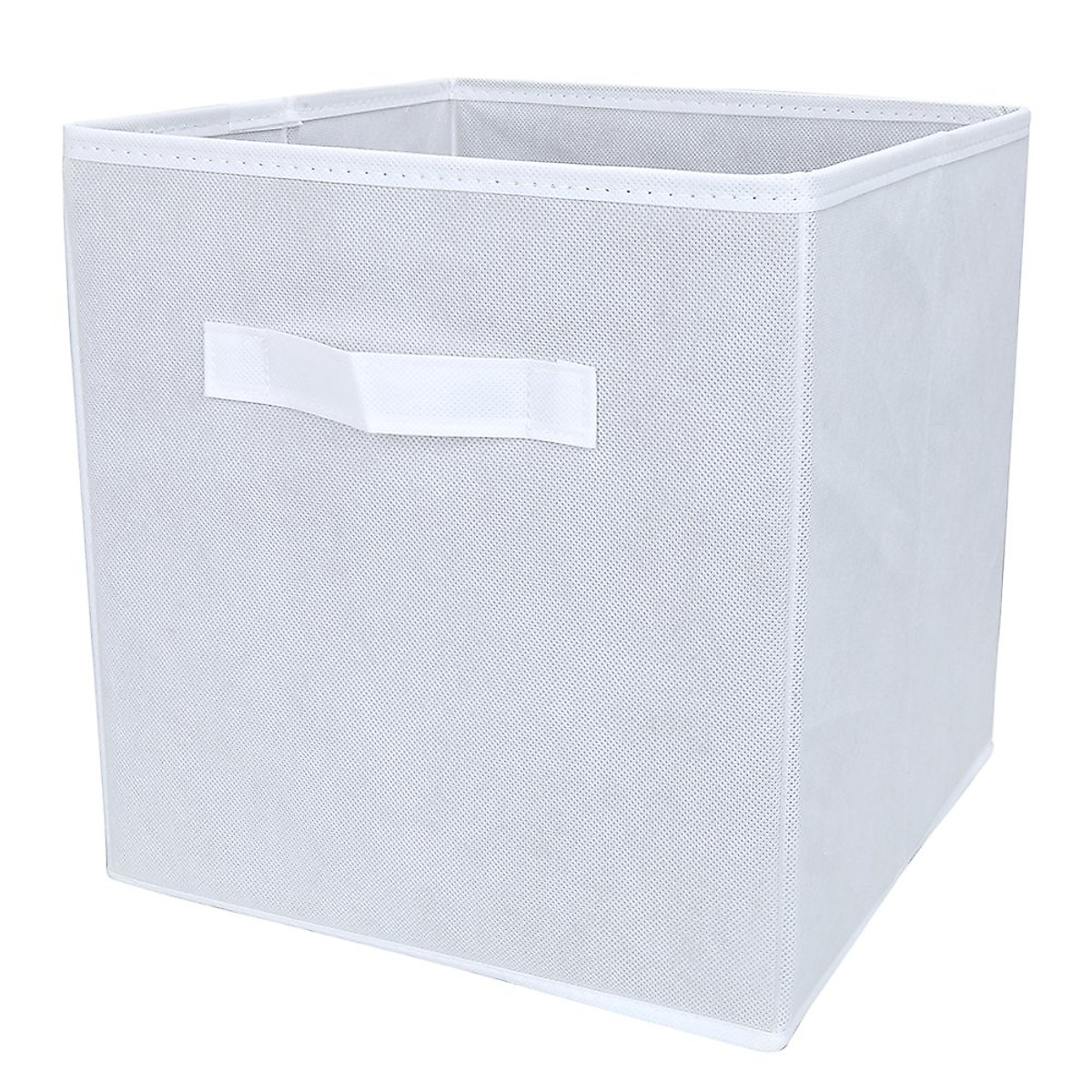 EZOWare Set of 6 Foldable Fabric Basket Bin Collapsible Storage Cube For Nursery, Kids Toys Organizer, Shelf Cabinet (White)