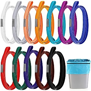 Riakrum 12 Pcs 3.28 ft Trash Can Bands Fits 13 to 30 Gallon Trash Cans Colorful Garbage Can Bands Garbage Bag for Home Office Litter Box Indoor and Outdoor, 12 Colors