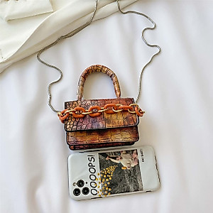 Women's Mini Crocodile Pattern Crossbody Clutch Bag Handbag (Green)