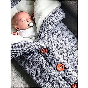 Unisex Babies Stroller Wrap Knit Sweater Blanket Newborn Baby Soft Thick Fleece Swaddle Blankets for Girls Boys
