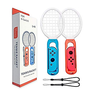 Tennis Racket for Nintendo Switch Joy-con，Grips for Switch Joy-con, Fit Somatosensory Games like Mario Tennis Aces - Two Pack