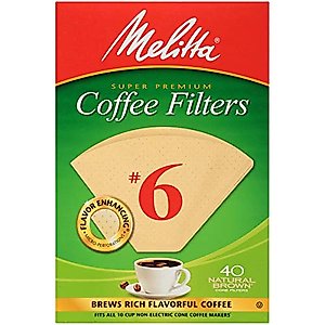 Melitta 6 Cone Coffee Filters, Unbleached Natural Brown, 40 Count (Pack of 6) 240 Total Filters Count - Packaging May Vary