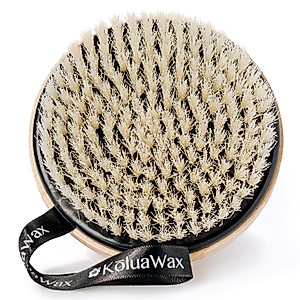 KoluaWax Exfoliating Brush, Body Scrubber for wet or dry brushing, Waxing Prep for Skin and Ingrown Hair, Soft Bristle for Scrubbing, Lymphatic Drainage and Blood Circulation Improvement