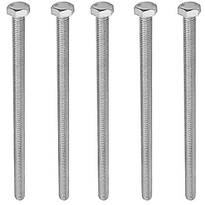 MroMax 5Pcs M8 x 150mm Hex Head Screws Bolts, 304 Stainless Steel 18-8, Fully Threaded, External Hex Drive, for Mounting Chair, Handles, Rail, Pump, Wheels, Antenna Parts, Boat and Plastic Bumpers