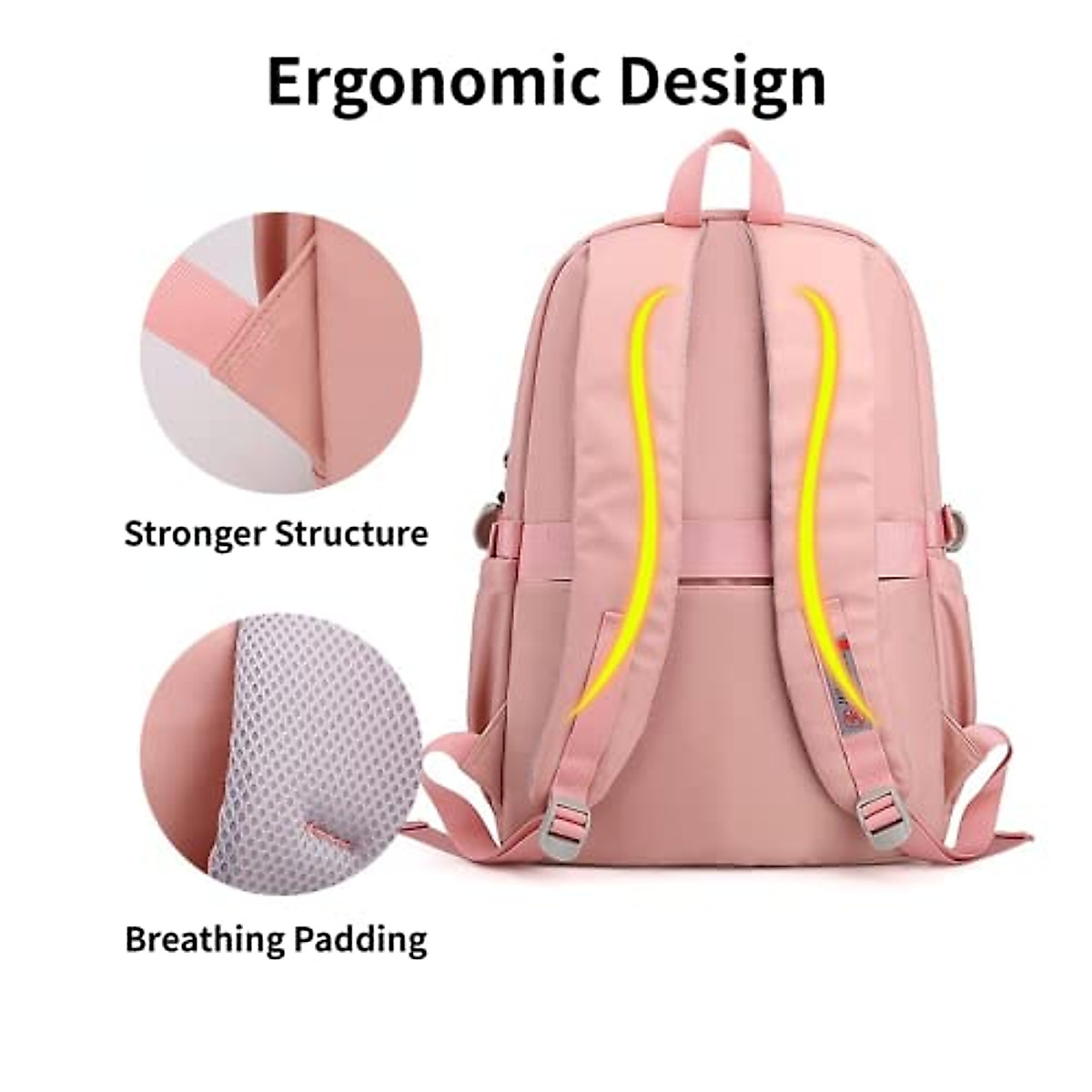 Aesthetic Laptop Backpack Kawaii Backpack Back to School Anti Theft Slim Durable Backpack with Large Capacity (Pink)
