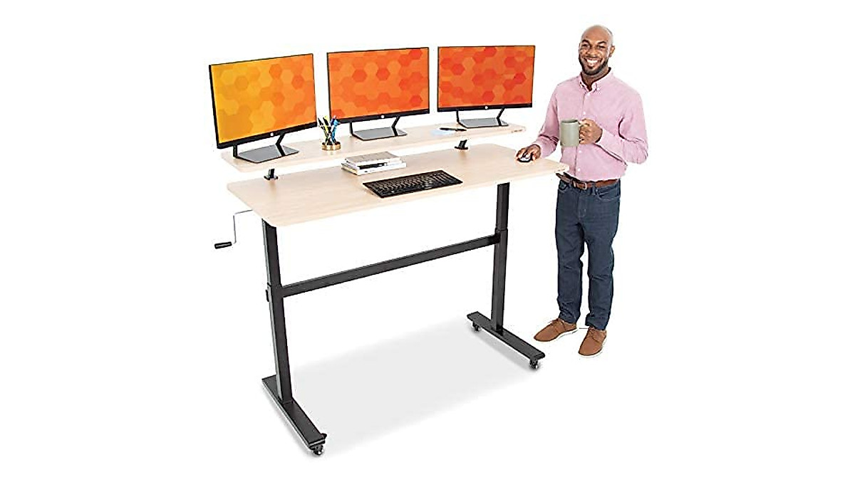 Stand Steady Tranzendesk 55" Standing Desk with Shelf & Wheels