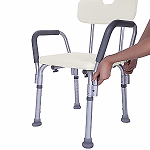 Winado Medical Shower Chair Bath Seat with Padded Armrests & Backrest & Adjustable Legs, Supports up to 450 lbs, Bathtub Safety and Support, White