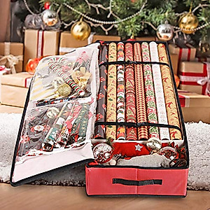 Ohuhu Wrapping Paper Storage Containers, Gift Wrap Organizer, Wrapping Paper Holder, 600D Oxford Cloth Tear-Resistant and Waterproof, 40.5'' Fits 18-24 Standers Rolls (red)