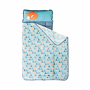 Nap Mat for Toddlers - Nap Mats for Preschool Kindergarten - Fox Gifts for Toddlers - Portable Toddler Sleeping Bag w Pillow - Toddler Blankets for Boys - Toddler Blankets for Girls - Gifts for Girls