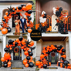 Orange and Black Balloon Garland Arch kit 115pcs with mylar foil dtar Balloons for Sport bascket ball theme Birthday Graduations Prom fall Halloween Party Decorations