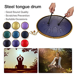 YWJJMY 15 Notes Steel Tongue Drum 13 Inch Handpan Drum Harmonic Tank Drum Meditation Yoga Zen with Mallets Travel Bag for Beginner Music Lovers Gift (Color : Spotted Purple)