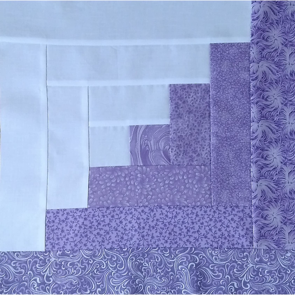 Purples and White Log Cabin Block Kit - Makes a 42 x 56 Quilt Top Only