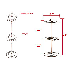 GeLive Flight Wine Server Stand Glasses Display Holder Tree Stemware Rack Hanger Organizer for Wine Tasting Party Bar Decoration Bronze