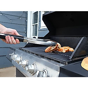 BBQ Mate Gator Grip Snake Eye Tongs - extra long 18" inch heavy duty stainless steel tongs for grilling, cooking, and barbecue