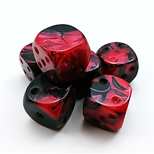 Bescon Unpainted Two Tone 16MM Game Dice with Flat 6th Side, 2 Assorted Color Set of 12pcs, Gemini Cube