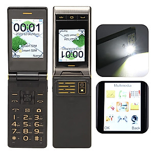 Big Button Flip Cell Phone for Seniors, 2G Smart Flip Phone 16GB Dual SIM Card 3.0in Color Display Double Sided Large Screen Camera SOS Button 5900mAh Unlocked Flip Phone (Tarnish)
