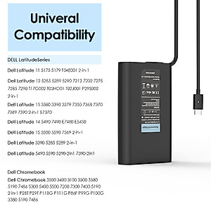 65W USB C Laptop Charger for Dell Inspiron 14 16 2-in-1 7620 7420 7425 7415 7430 7640 7440 Business/Student Laptop Dell Inspiron 14 15 16 5425 5420 5510 5625 5620 5630 Type C AC Power Adapter