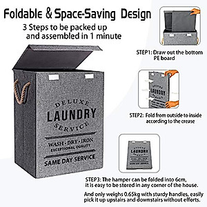 U Trip Laundry Basket with Lid, 85L Large Deluxe Laundry Baskets - Collapsible Foldable Laundry Hamper Big Storage Basket Bin for Clothes Washing Bedroom Organizer Toy Collection (Dark Grey)