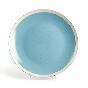 HomeVss Rock Ridge Speckled Stoneware Dinnerware Set (18pc Set, Turquoise and Ivory)