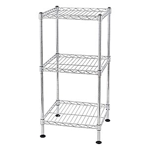 Metal Storage Rack,3-Tier Steel Wire Shelving Tower,Metal Storage Shelf Unit for Laundry Bathroom Kitchen Pantry Closet, Silver