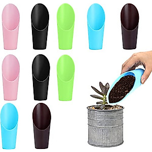 ORNOOU 10 Pieces Bonsai Soil Scoop Plastic Succulent Soil Scoop Indoor Plants Little Small Potting Shovel Bucket Shovel for Garden Planting,Random