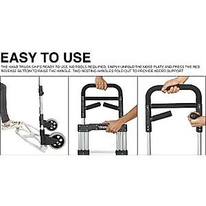 Vergo Industrial 400 lb Capacity Heavy Duty Folding Hand Truck Dolly Cart with Telescoping Handle, Aluminum Foldable Cart with Wheels (S300L)