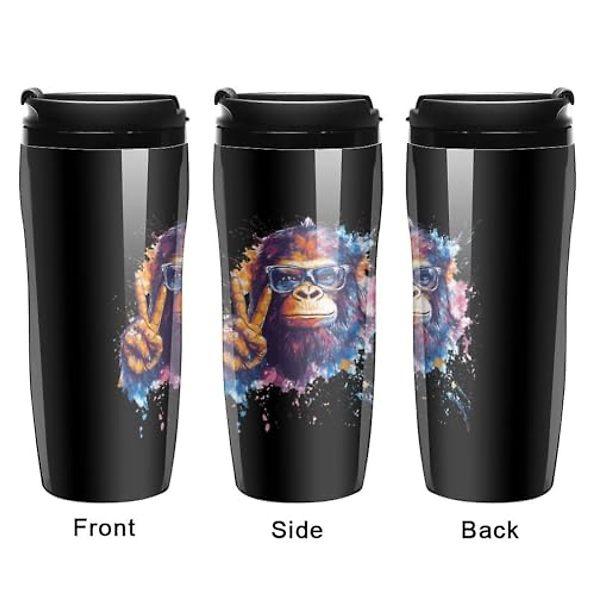 Peace Sign Bigfoot Sasquatch Travel Coffee Mug Reusable Coffee Cup Tumbler with Lid for Outdoor 350ml
