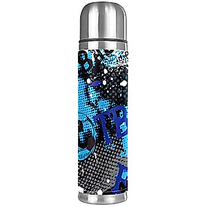 Football Grunge Soccer Vacuum Insulated Water Bottle Stainless Steel Thermos Flask Travel Mug Coffee Cup Double Walled 17 OZ