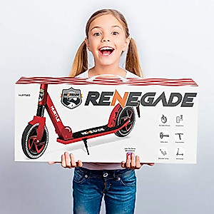 Hurtle Renegade Kick Scooters for Kids Teenagers Adults- 2 Wheel Kids Scooter with Adjustable T-Bar Handlebar - Alloy Anti-Slip Deck - Portable Folding Scooters for Kids with Carrying Strap