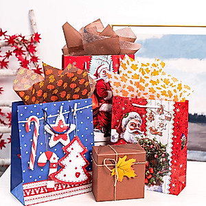 Whaline 90 Sheet Fall Thanksgiving Tissue Paper Autumn Pumpkin Maple Leaves Wrapping Paper Art Paper Crafts for Halloween Harvest Birthday Wedding Party Gift Bag Festival Pompom Confetti (6 Designs)